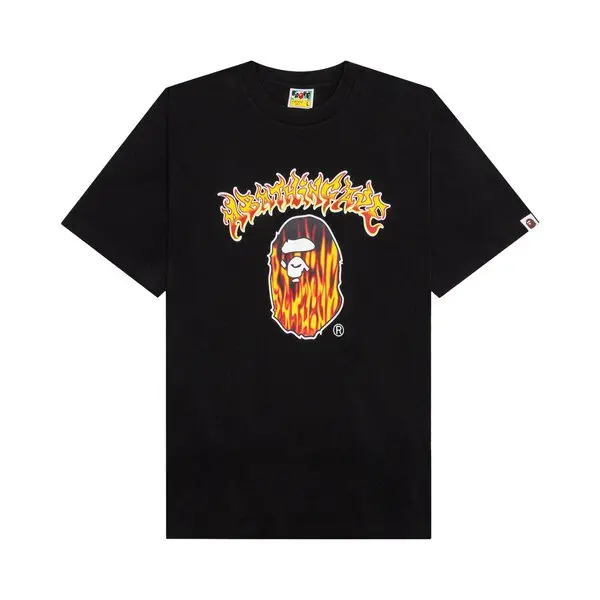 A BATHING APE Mad Flame Ape Head Tee - Black