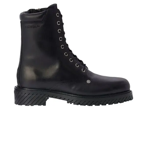 Off-White Lace-up Combat Boots - Black