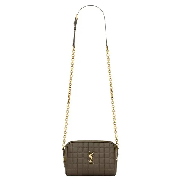 Saint Laurent Cassandre Matelassé Carré Mini Camera Bag - Grey