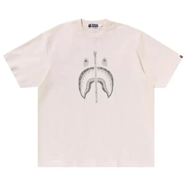 A BATHING APE Garment Dye Shark Relaxed Fit Tee - Cream