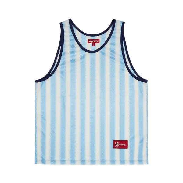 Supreme Striped Mesh Tank Top - Blue