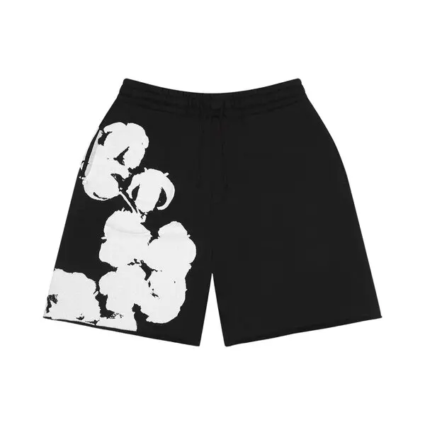 DENIM TEARS Big Cotton Wreath Sweat Shorts - Black
