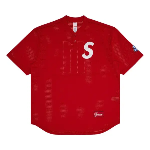 Supreme Logo Baseball Henley - Red