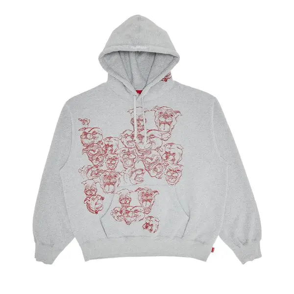 Supreme Pitbulls Embroidered Hooded Sweatshirt - Grey