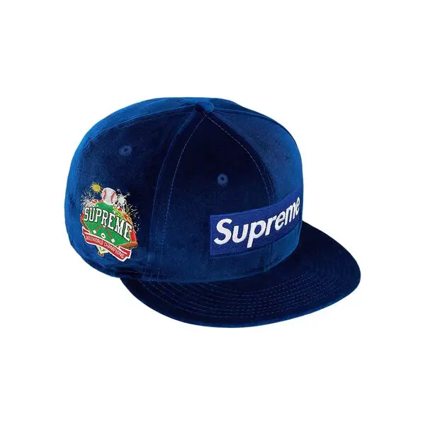 Supreme Velour Box Logo Cap - Blue