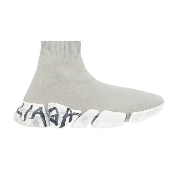 Balenciaga Speed 2.0 Worn-out Graffiti Sneakers - Grey