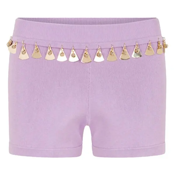 Rabanne Tassel Trim Knitted Shorts - Purple