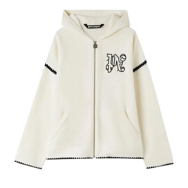Palm Angels Monogram Knit Zip-up Hoodie
