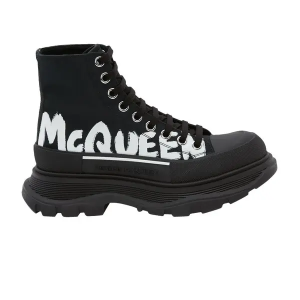 Alexander McQueen Tread Slick Boot With Graffiti Logo - Black