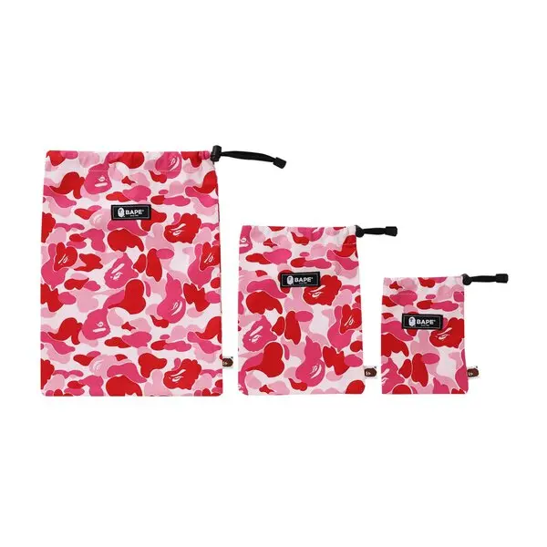 A BATHING APE Abc Pouch 3 Piece Set - Pink