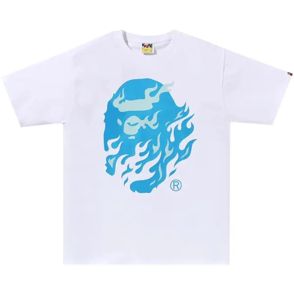 A BATHING APE Flame Ape Head Tee - White