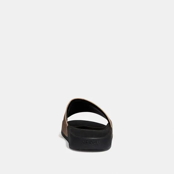 COACH Signature Canvas Sport Slides - Tan