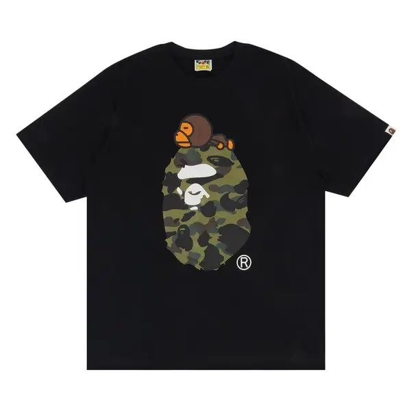 A BATHING APE 1st Camo Milo On Big Ape Head Tee - Black