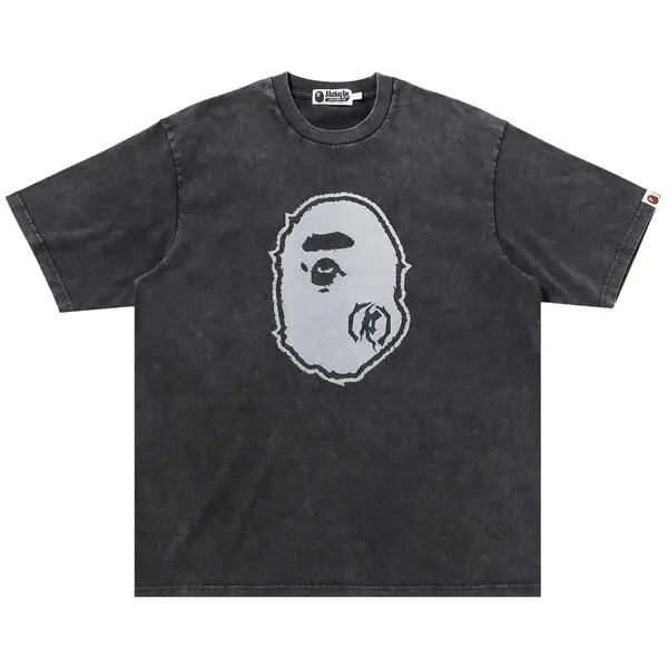 A BATHING APE Garment Dye Ape Head Relaxed Fit Tee - Black