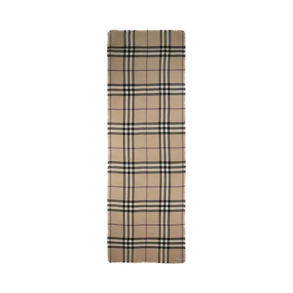 Burberry Large Check Gauze Scarf 'sand/lichen - Tan