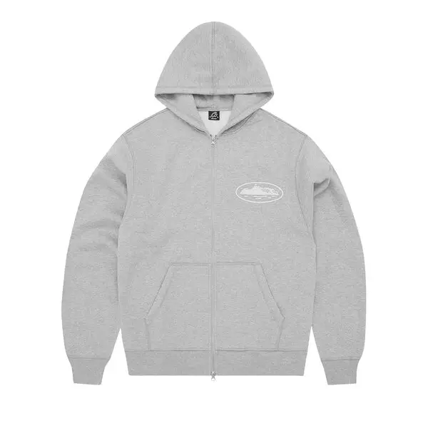 CORTEIZ Island Puff Print Zip Hoodie - Grey