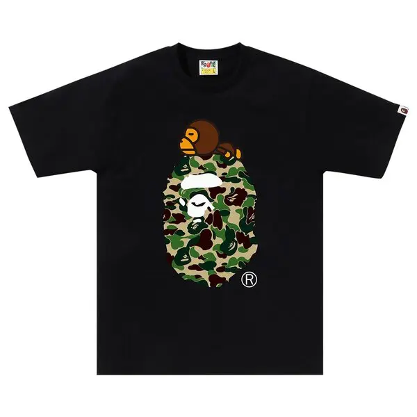 A BATHING APE Abc Camo Milo On Big Ape Tee - Black