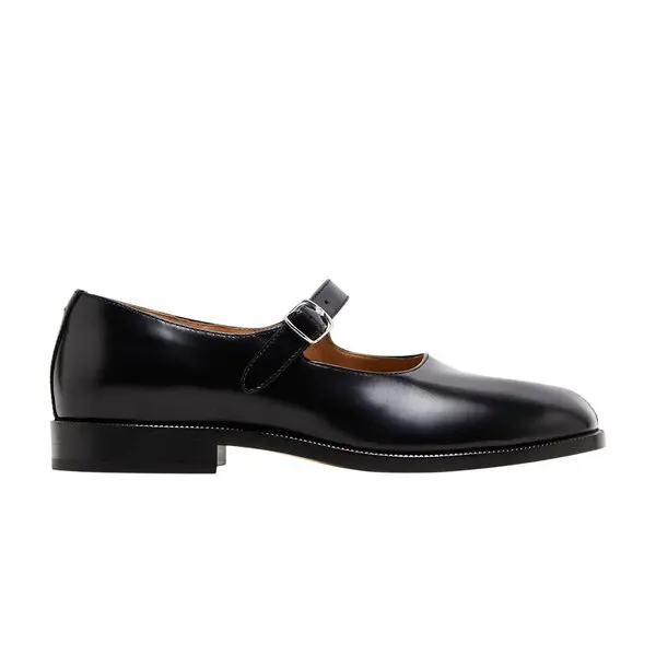 MAISON MARGIELA Tabi Mary Jane In Polished Leather - Black