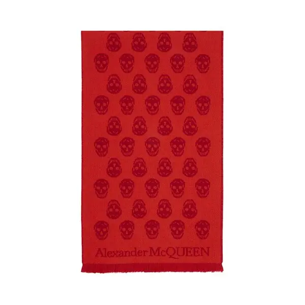 Alexander McQueen Skull Wool Scarf 'bordeaux - Red
