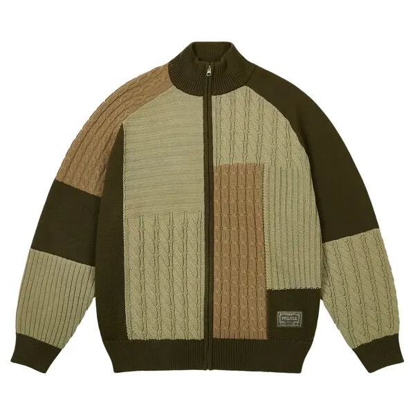 PALACE Patchwork Zip Knit - Green
