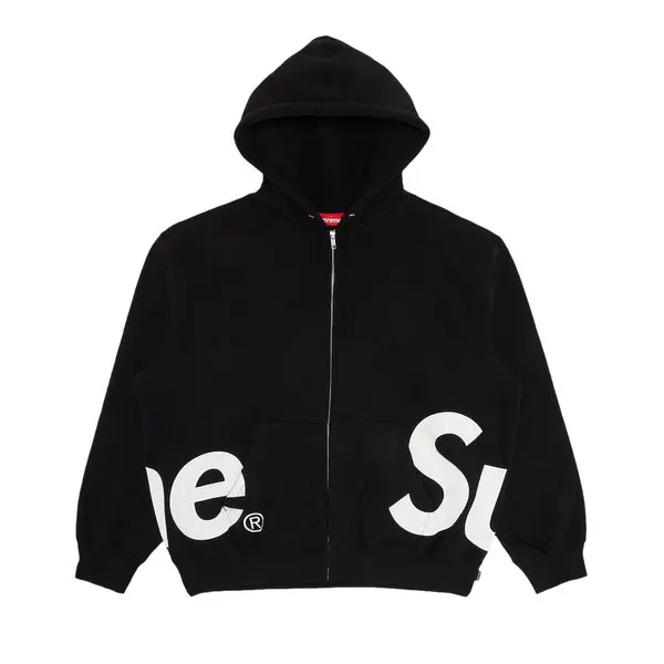 Supreme Logo Zip-up Hoodie - Black