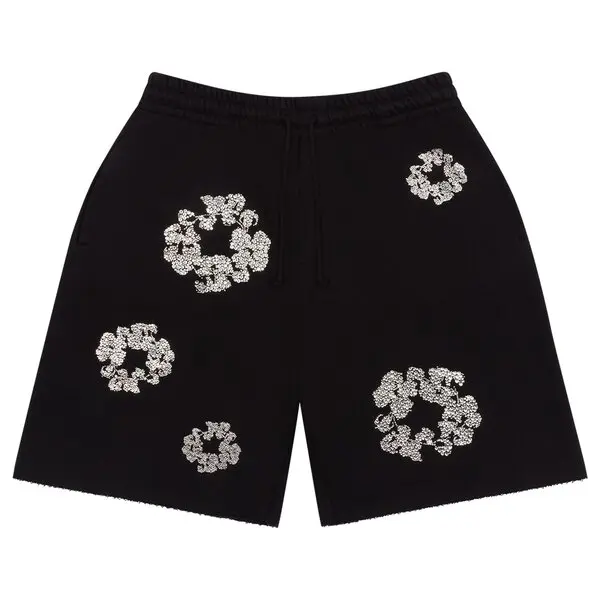 DENIM TEARS Cashmere Swarovski Cotton Wreath Shorts - Black