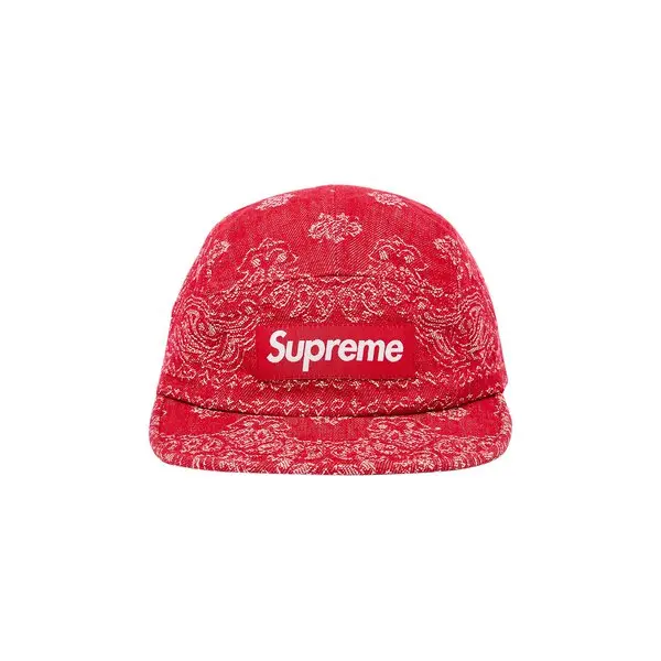 Supreme Bandana Jacquard Denim Camp Cap - Red