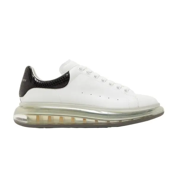 Alexander McQueen Oversized Sneaker With Transparent Sole And Snakeskin Detail - White