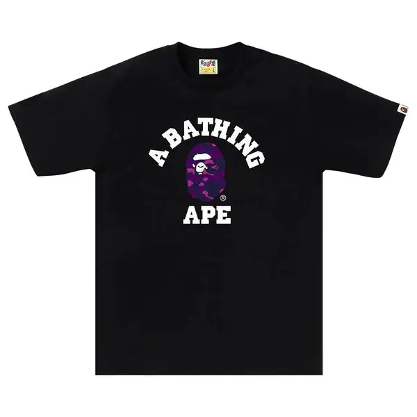 A BATHING APE Color Camo College Tee - Black