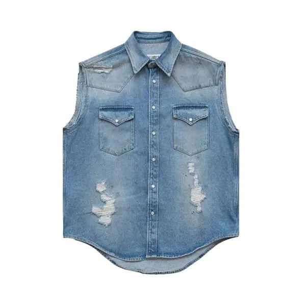 MAISON MARGIELA Sleeveless Distressed Denim Shirt
