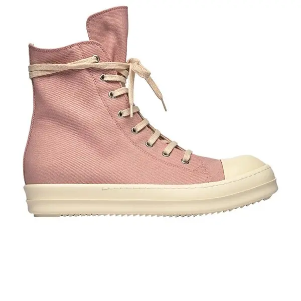 Rick Owens Edfu Cotton Denim High-top Sneakers - Pink