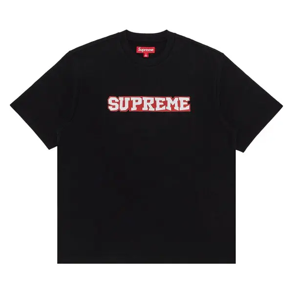 Supreme Satin Appliqué Short-sleeve Top - Black