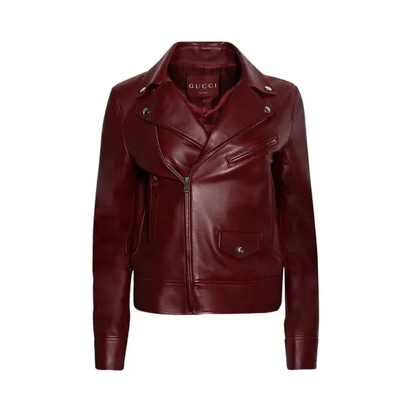 Gucci Leather Biker Jacket - Red