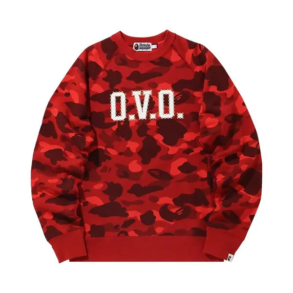 A BATHING APE X Ovo Color Camo Crewneck - Red