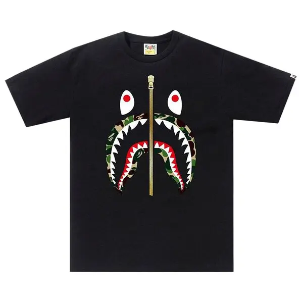 A BATHING APE Abc Gold Zip Shark T-shirt - Black