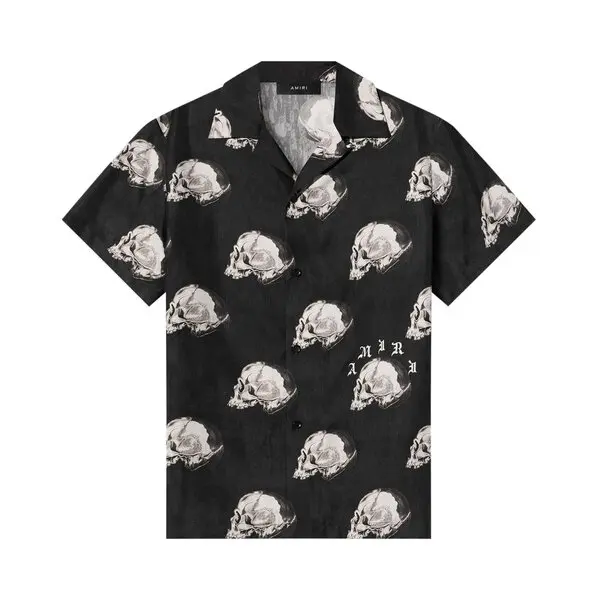 Amiri All Over Skull Bowling Shirt - Black