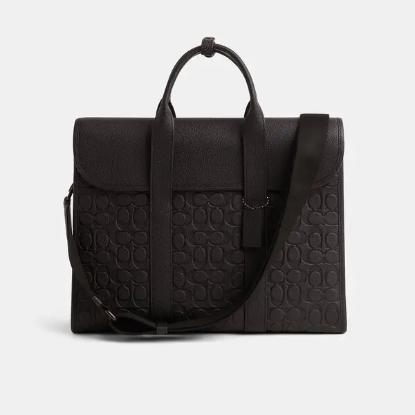Coach Gotham Portfolio Bag In Signature Leather - Black