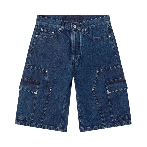 Palm Angels Metal Frame Cargo Denim Shorts