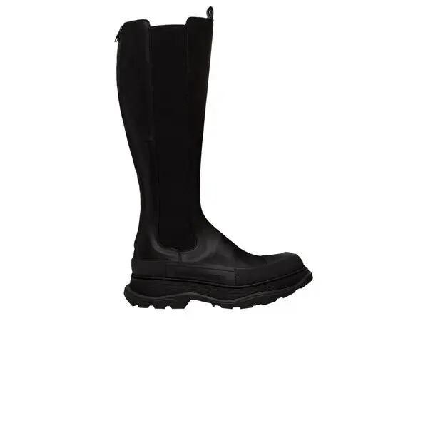 Alexander McQueen Tread Slick Knee High Boot - Black