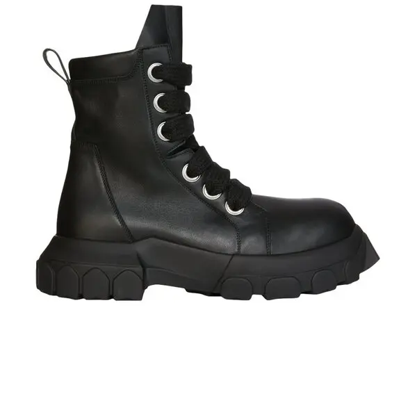 Rick Owens Lido Jumbo Laced Bozo Tractor High Boots With Silver