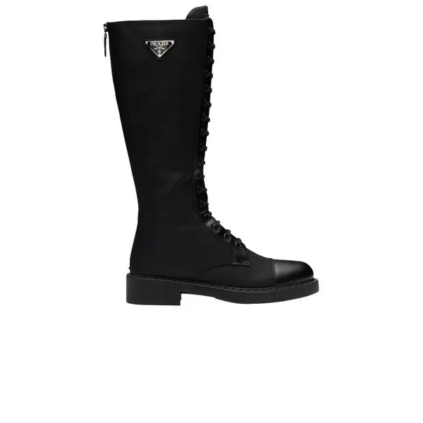 Prada Brushed Leather And Re-nylon Boots