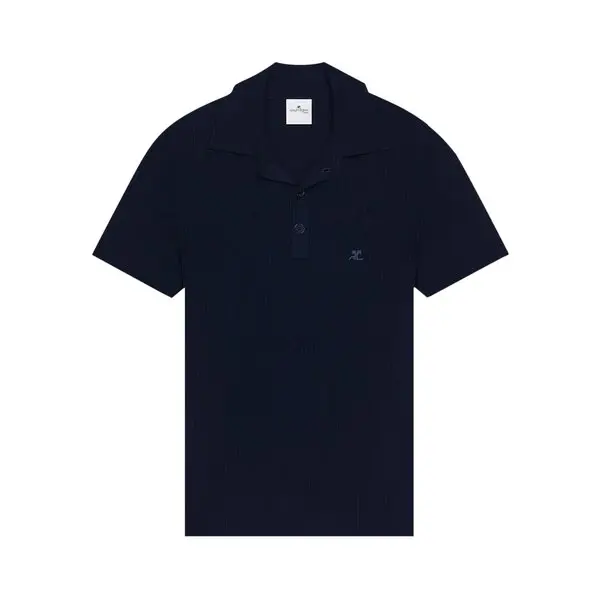 COURREGES Rib Knit Polo - Blue