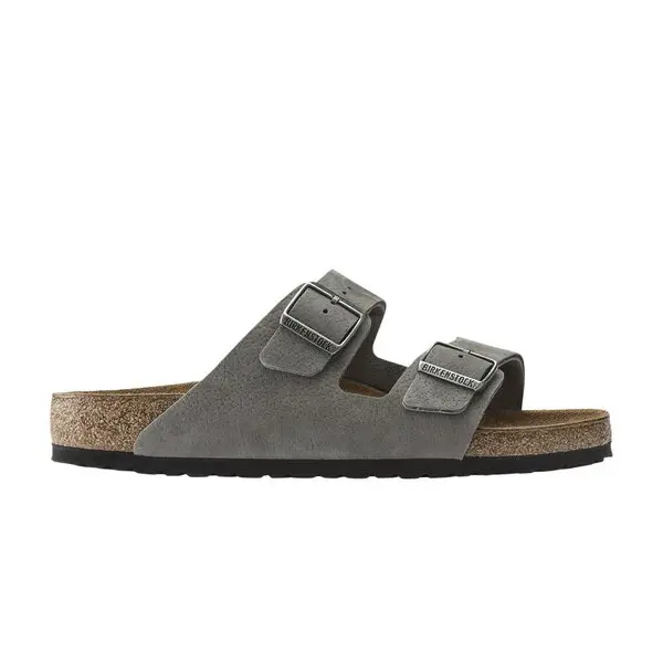 BIRKENSTOCK Arizona Nubuck Leather Sandals - Grey