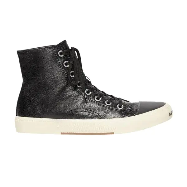 Balenciaga Paris High Arena Lambskin Sneakers - Black