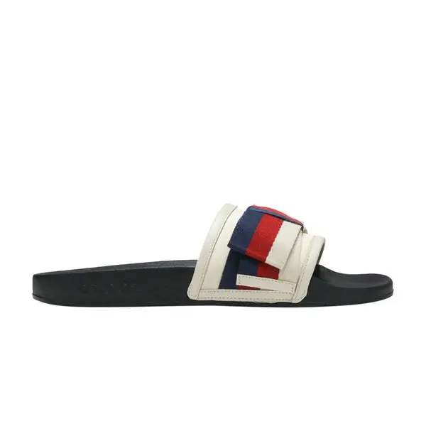Gucci Satin Slide With Web Bow - White