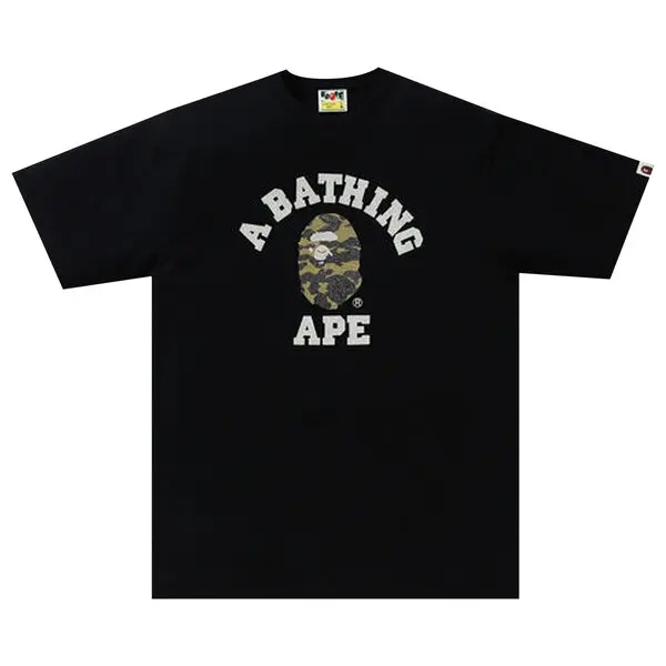A BATHING APE Glass Beads 1st Camo College Tee - Black