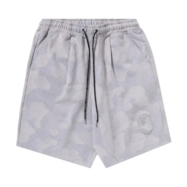 A BATHING APE Ink Camo Ape Head Patch Sweat Shorts - Grey