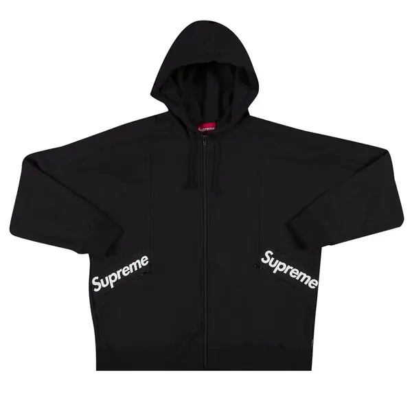Supreme Color Blocked Zip Up Hooded Sweatshirt - Black