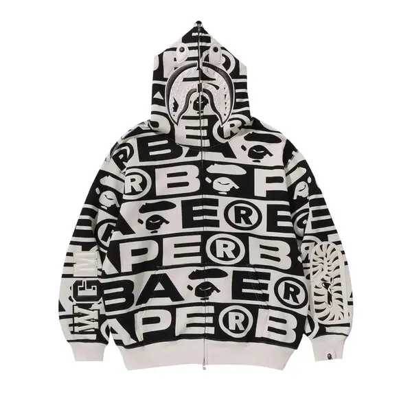 A BATHING APE Lux Sport Pattern Shark Full Zip Hoodie - Cream