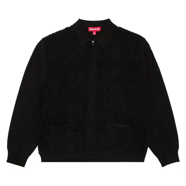 Supreme Crochet Zip Up Cardigan - Black